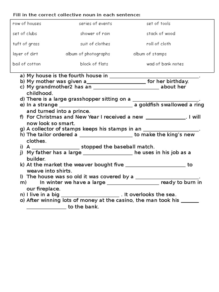 Fill in The Correct Collective Noun in Each Sentence | PDF
