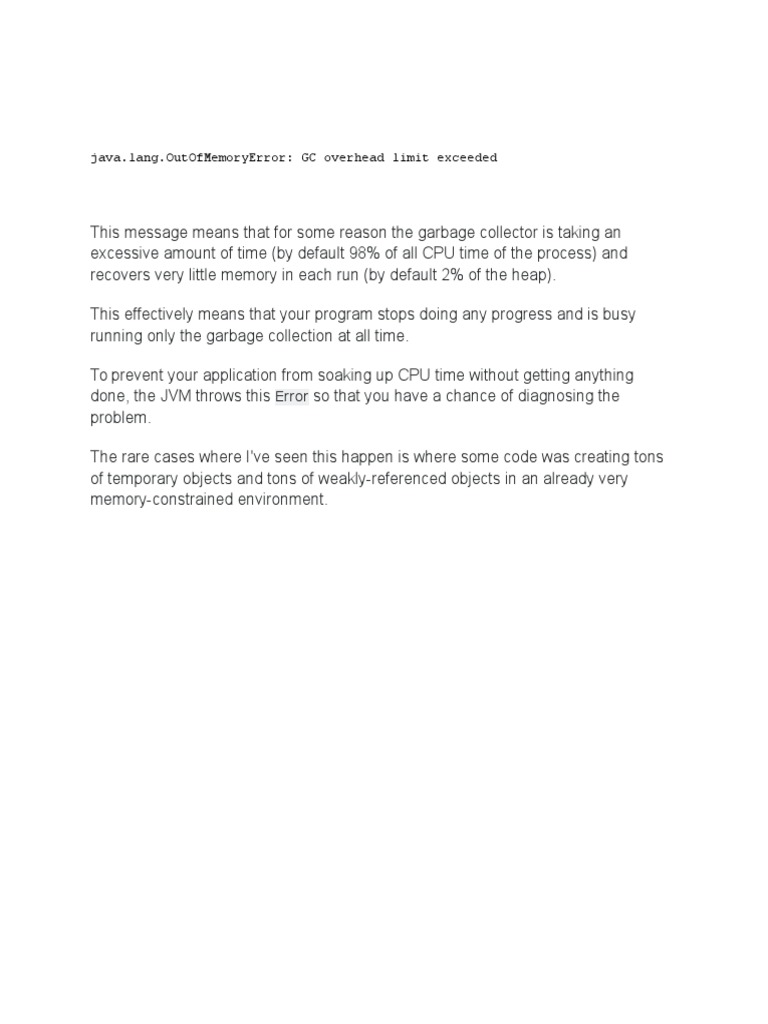 Understanding OutOfMemoryError in Java | PDF