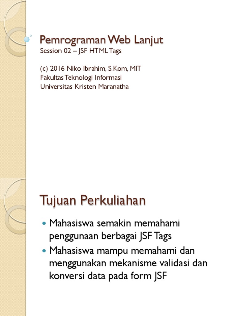 Session 02 Jsf Tags Pdf Pdf Java Server Faces Html Element