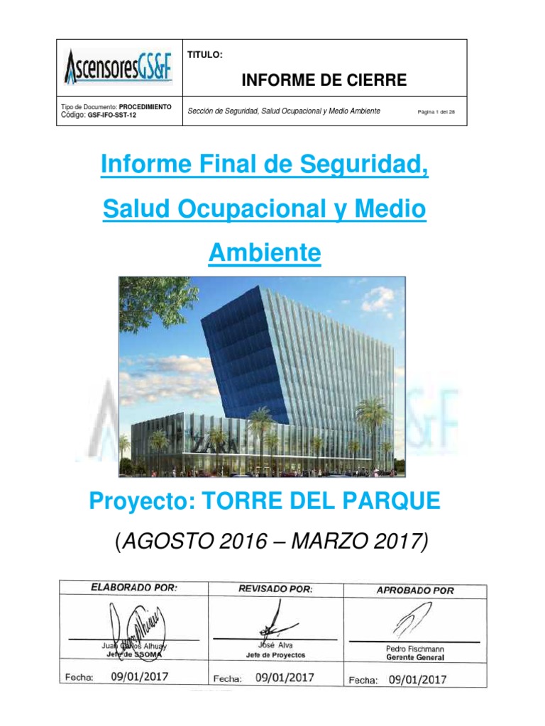Gsf-Ifo-sst-01 Informe Final Ascensores GSF | PDF | Ascensor | Residuos