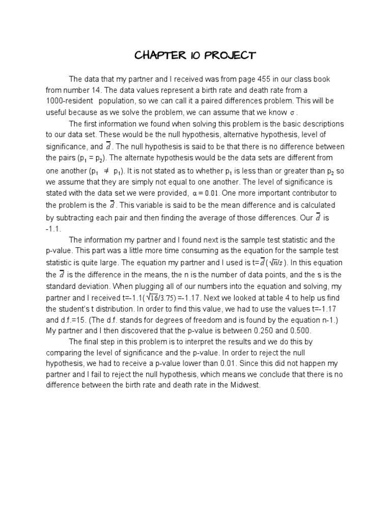 Chapter 10 Project | PDF