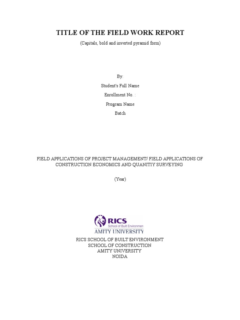 Title of The Field Work Report | PDF