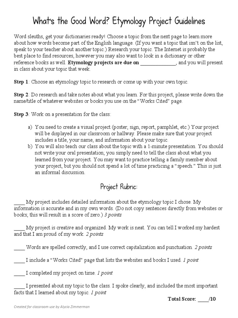 Etymology Assignment | PDF | Dictionary | English Language