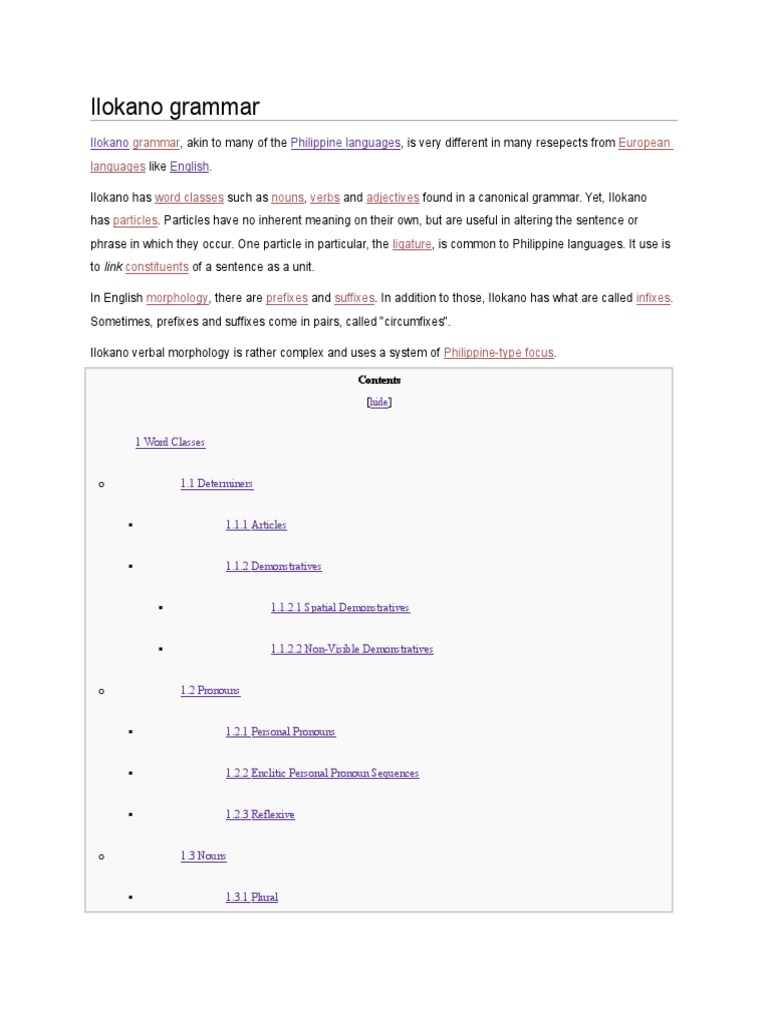 Ilocano Grammar | PDF | Grammatical Number | Onomastics