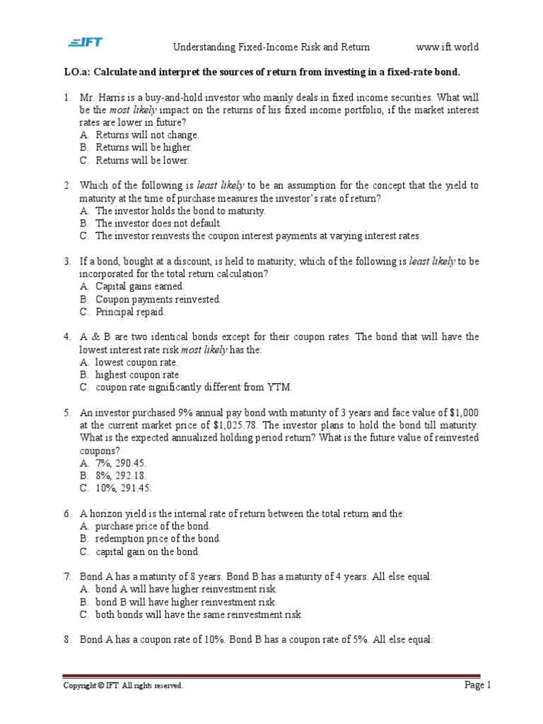 Understanding Fixed-Income Risk and Return | PDF | Bond Duration | Bonds (Finance)