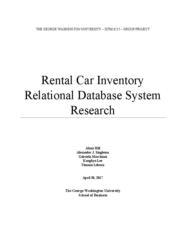 GWMSIST Rental Car Inventory Relational Database System Research | PDF ...