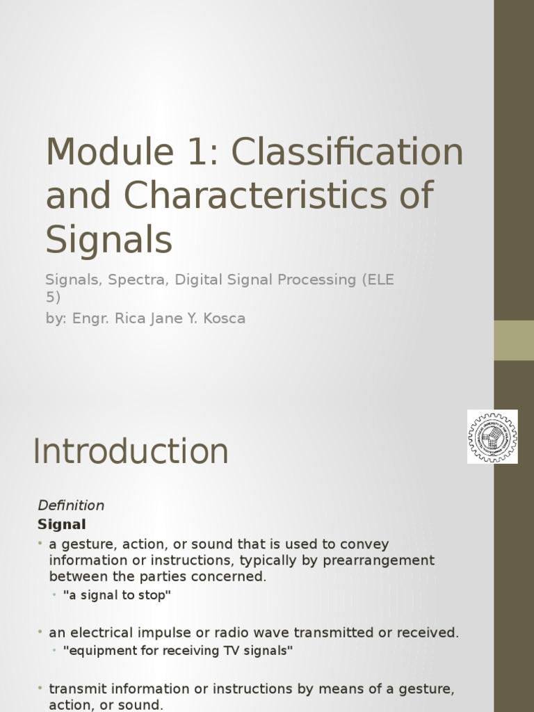 Module 1 Classification and Characteristics of Signals | PDF | Discrete ...