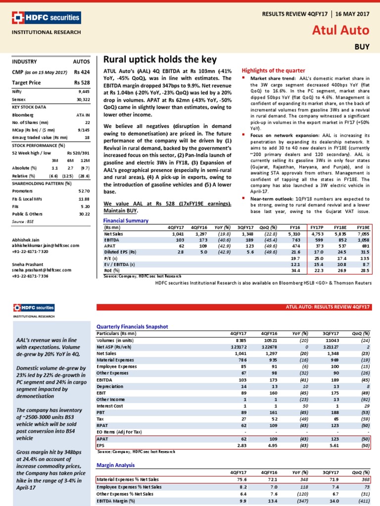 Atul Auto: Rural Uptick Holds The Key | PDF | Financial Analyst ...