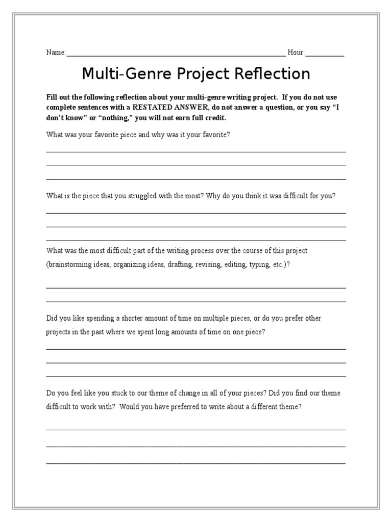 Reflection For Project | PDF