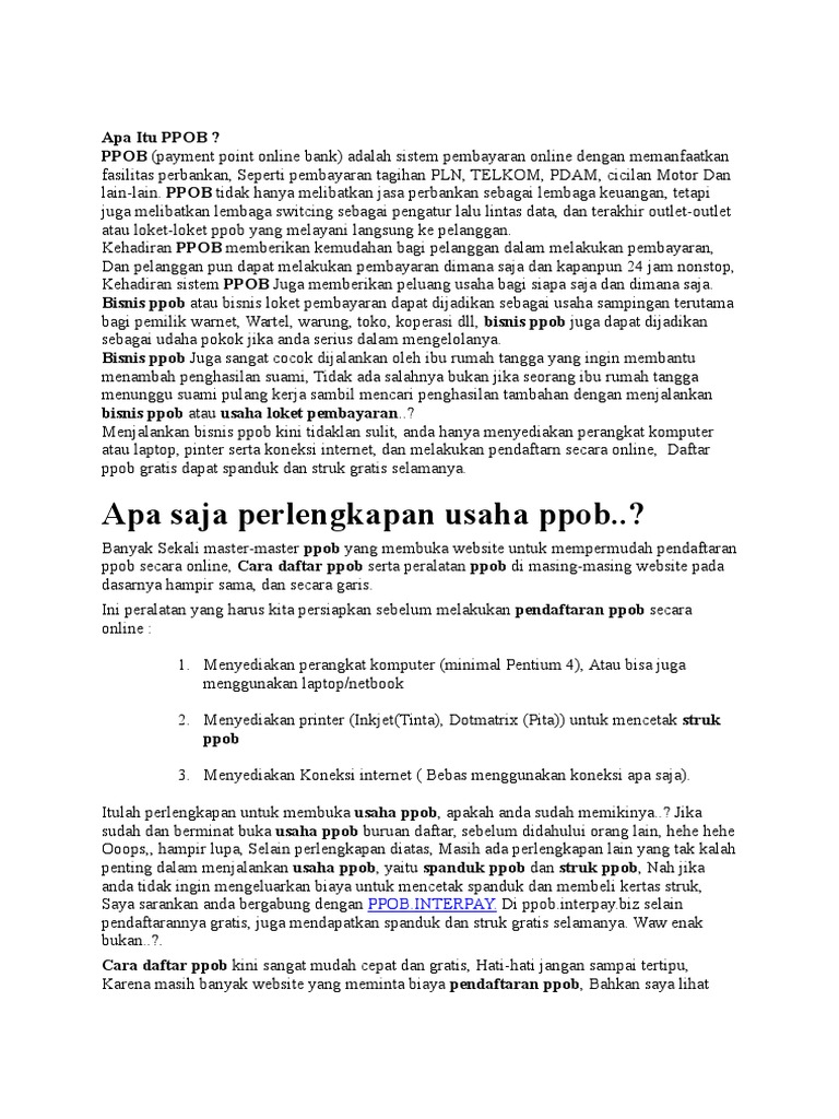 Pengertian Ppob | PDF