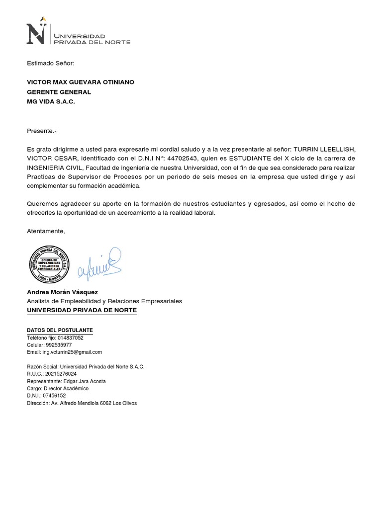 Carta de Presenta | PDF