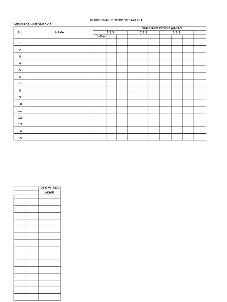 Contoh Rekod Transit DSKP | PDF