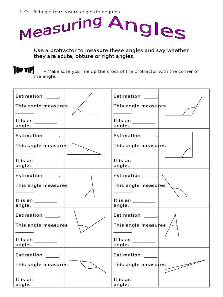 Measuring Angles | PDF