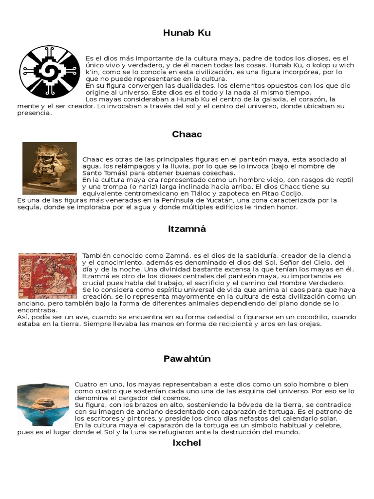 20 dioses mayas y su significado | PDF | Mitología | Civilización maya