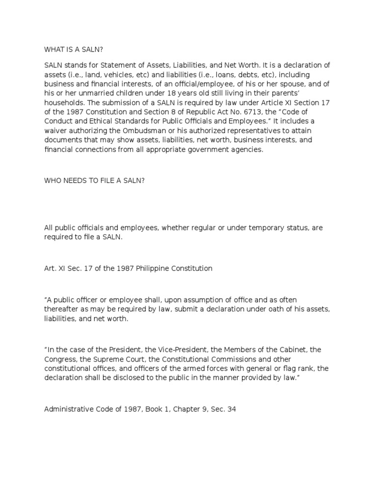 Understanding the SALN: An In-Depth Explanation of the Philippine ...