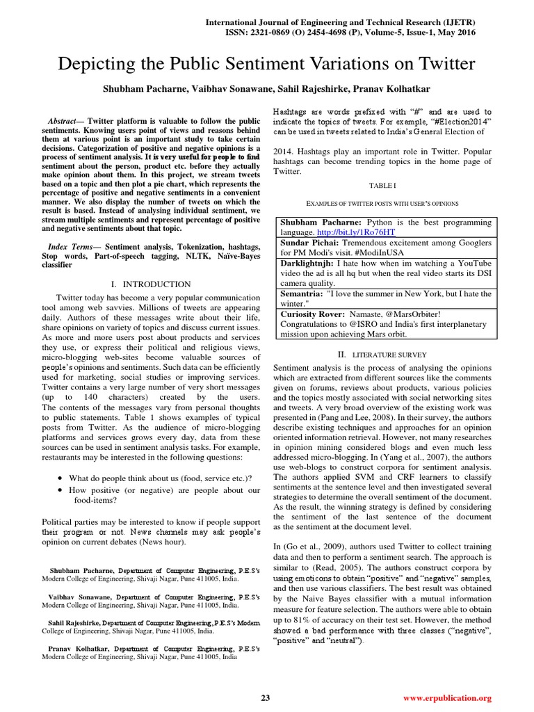 Depicting The Public Sentiment Variations On Twitter | Download Free PDF | Microblogging | Twitter