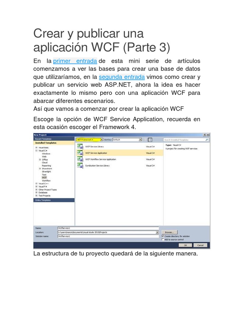 Crear y Publicar Una Aplicación WCF | PDF | Tabla (base de datos) | Consulta integrada de idiomas