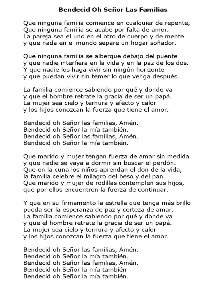 Bendecid Oh Señor Las Familias | PDF