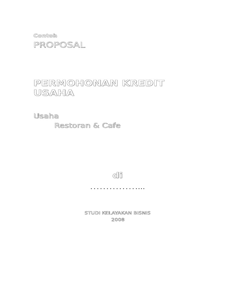 Proposal Permohonan Kredit Usaha Restoran Dan Cafe | PDF