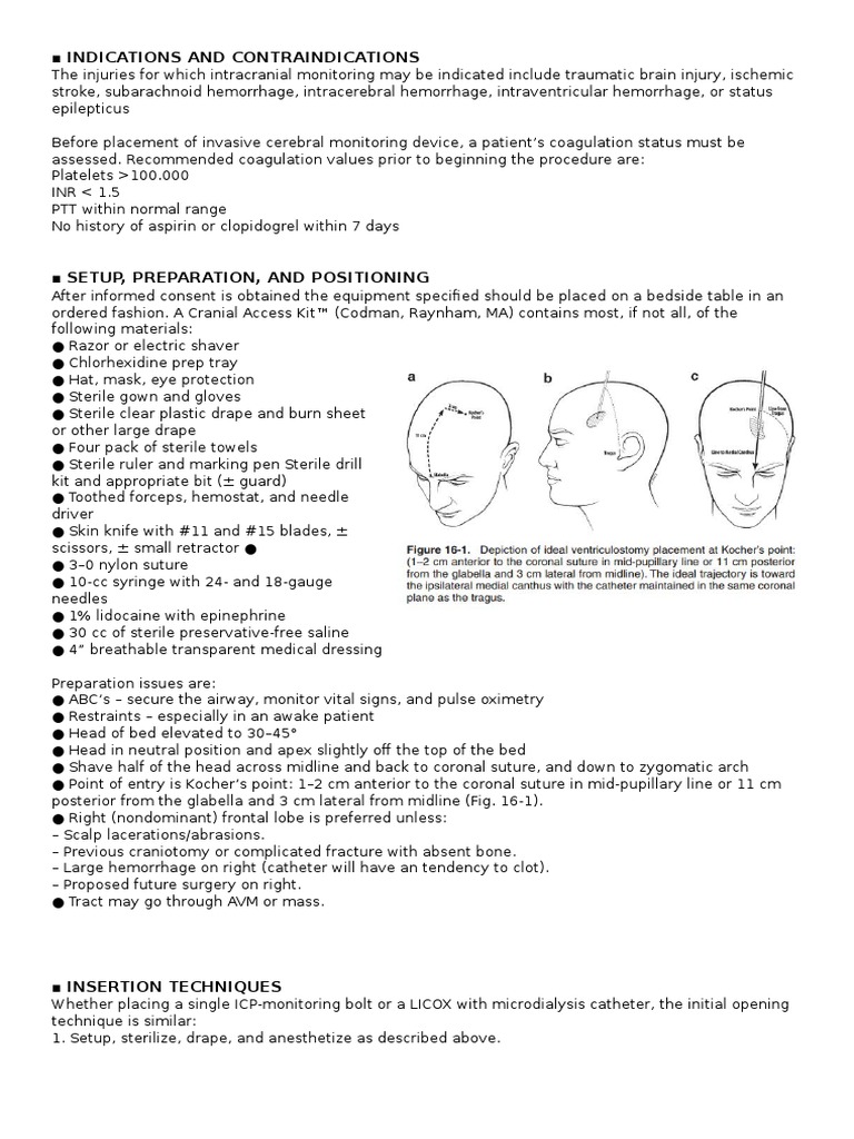 ICP Monitoring | PDF | Surgical Suture | Bleeding