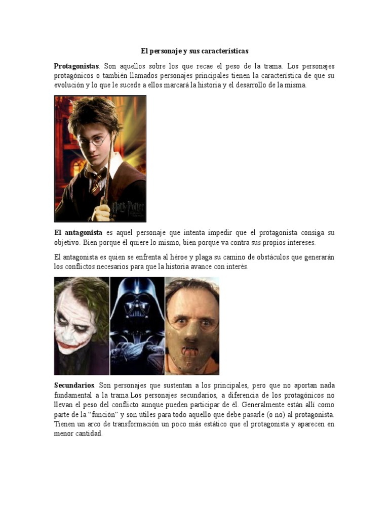 Características de los personajes principales | PDF