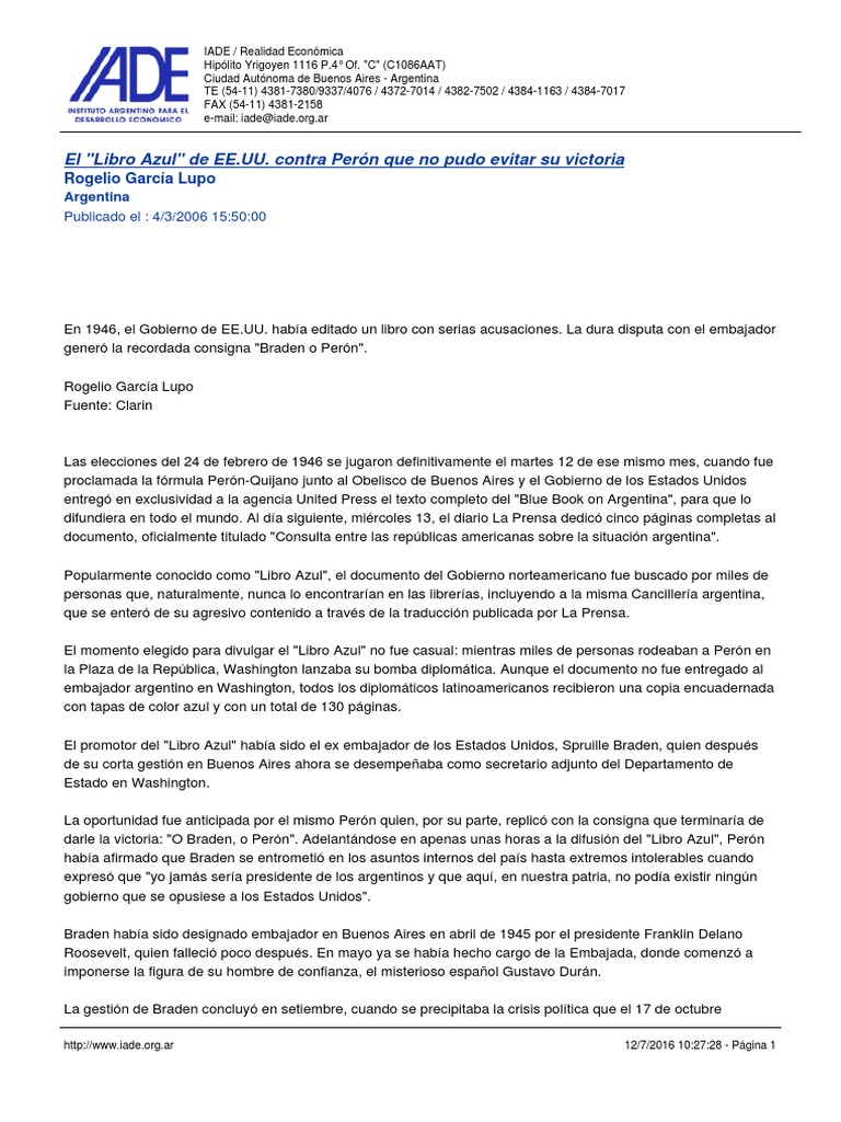 Libro Azul | PDF | Buenos Aires | Los Estados Unidos