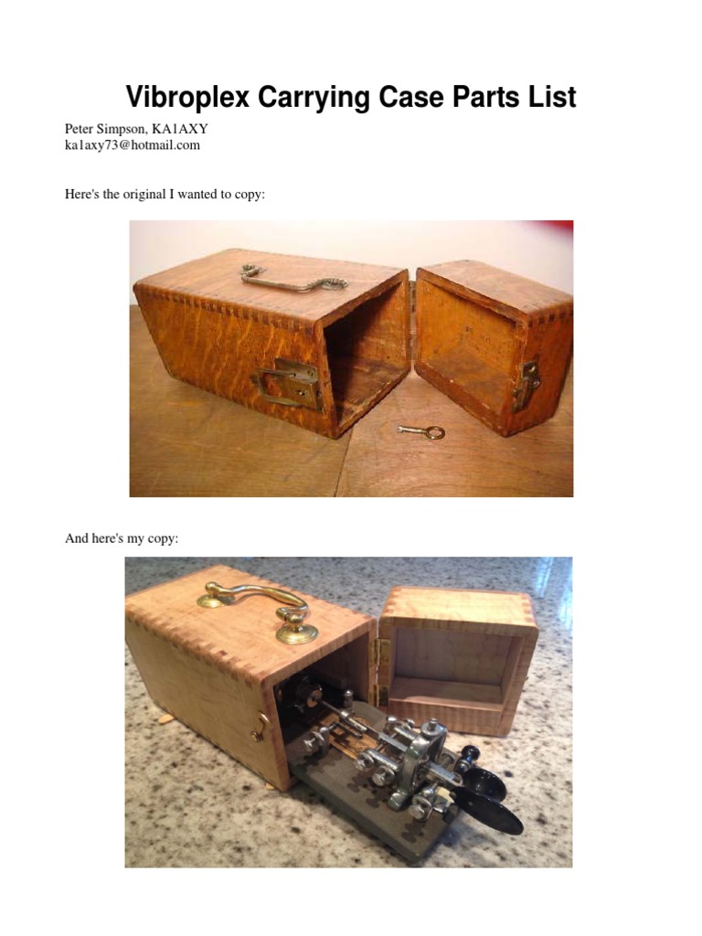 Custom Wood Vibroplex Carrying Case Construction Details | PDF | Screw ...
