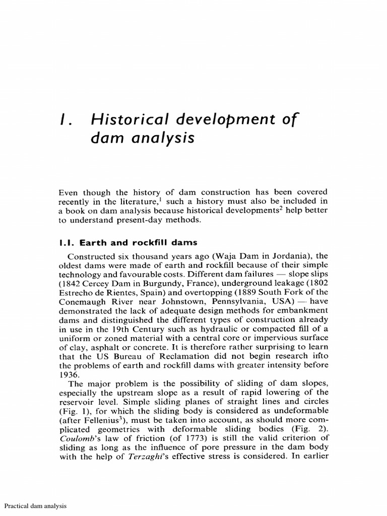 Historical Development of Dam Analysis: I.I. Earth and Rockfill Dams ...