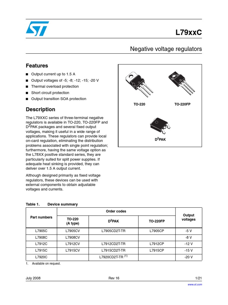 78xx Datasheet | PDF | Power Supply | Capacitor