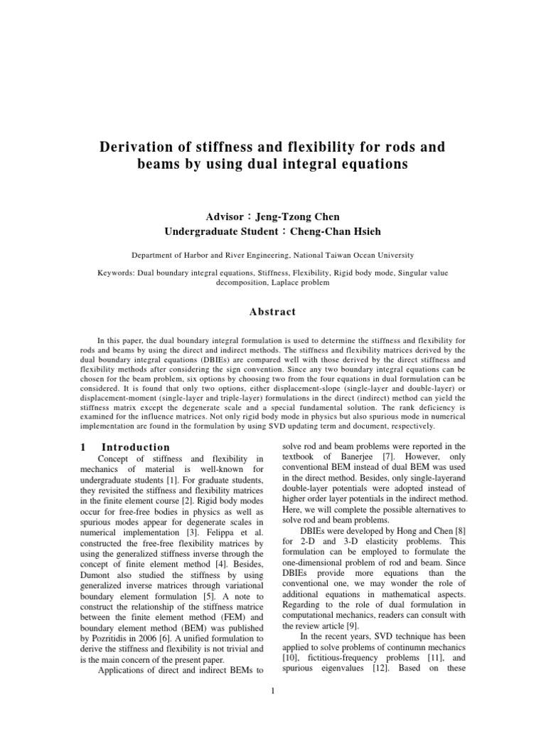 Derivation of Stiffness and Flexibility For Rods and Beams | PDF ...