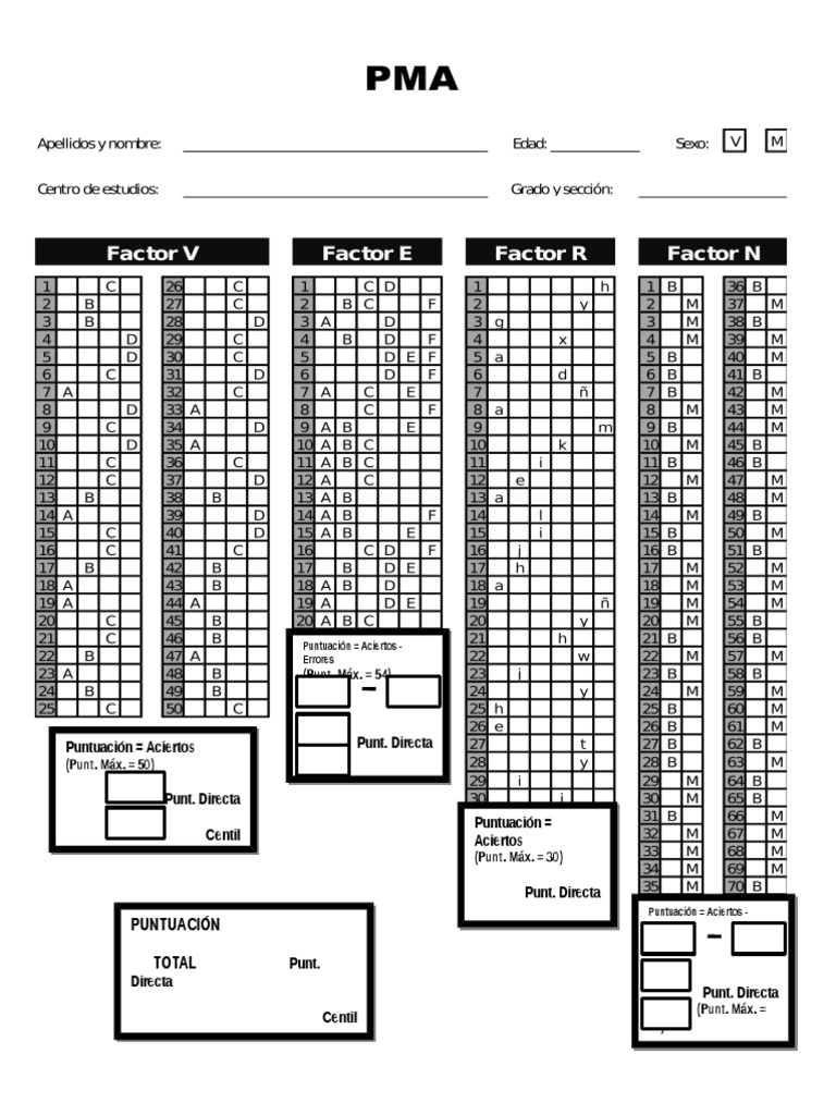 Pma Hoja de Corrección | PDF