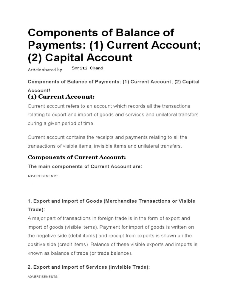 Components of Balance of Payments | Download Free PDF | Current Account ...