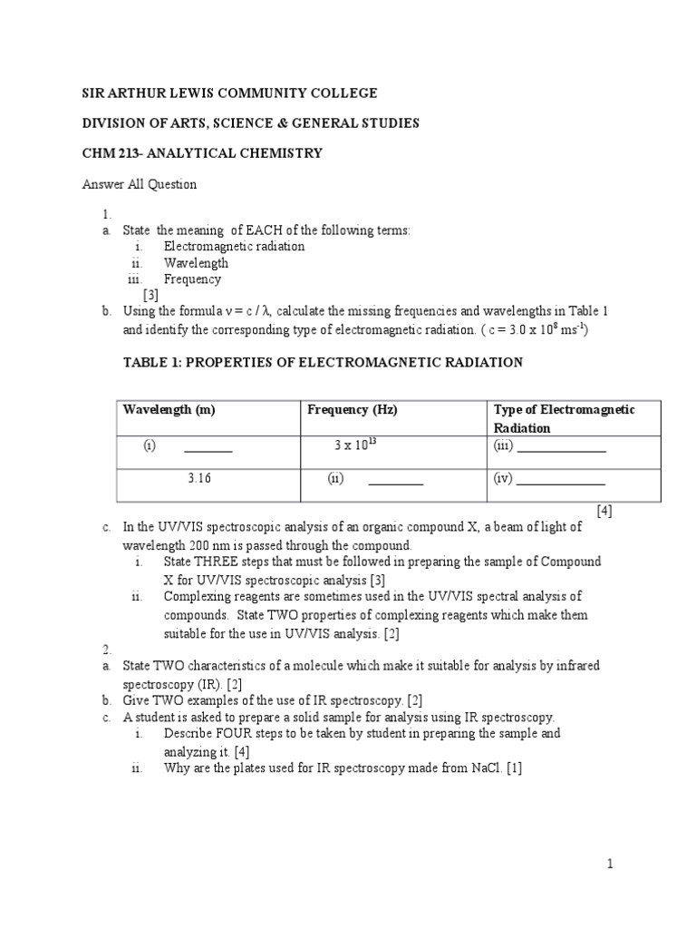 CHM 213 s2 Assignment 1 2107 | PDF