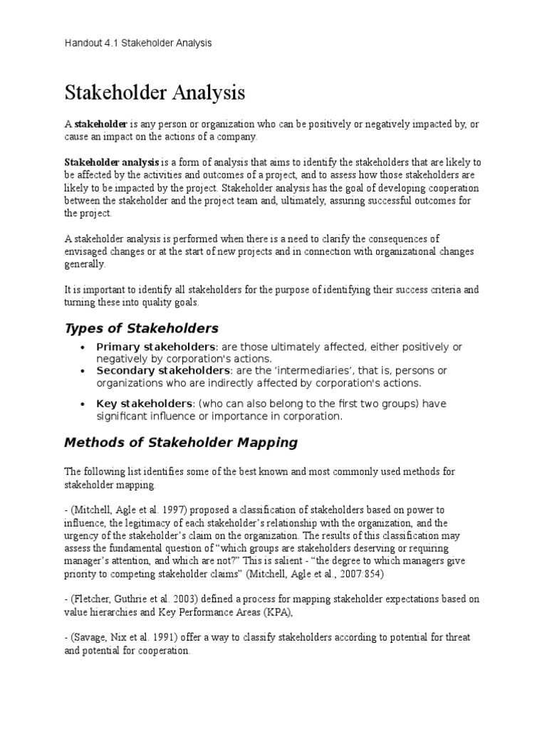 Importance of Stakeholder Analysis | PDF | Stakeholder (Corporate ...