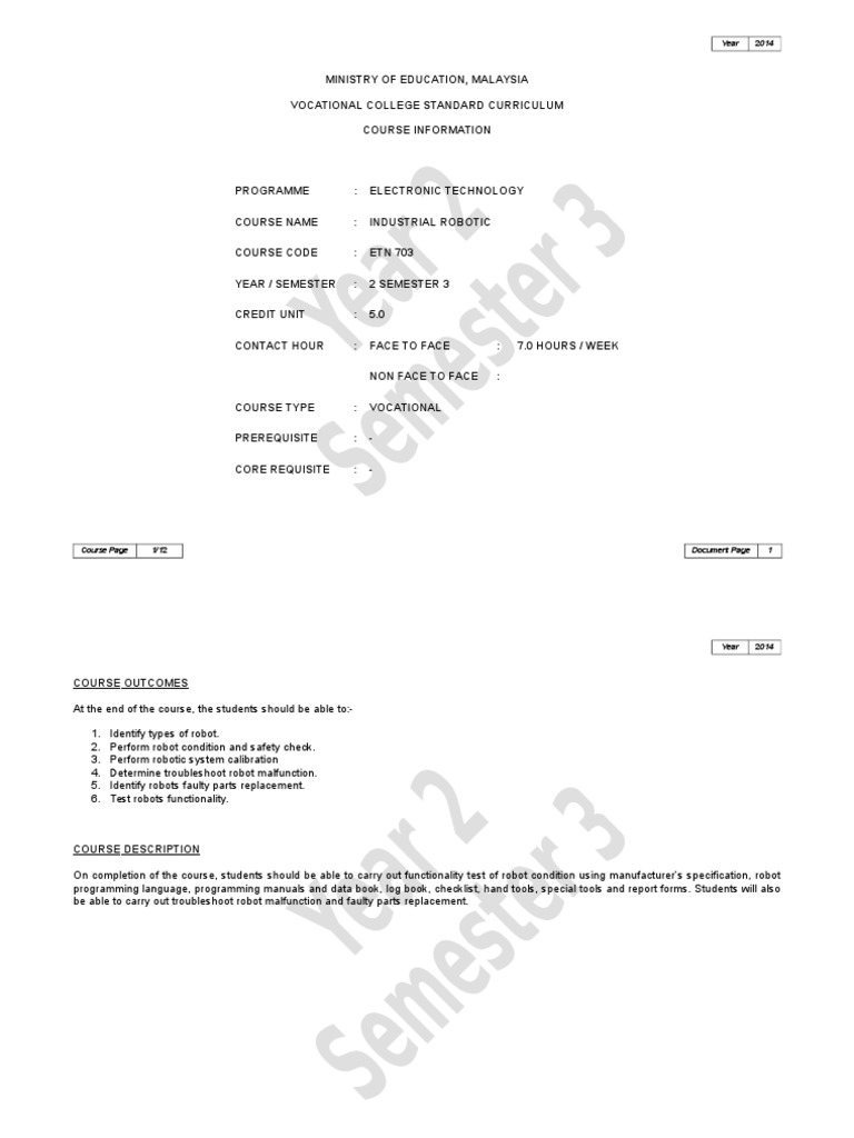 Etn703 Industrial Robotic | PDF | Specification (Technical Standard) | Robotics