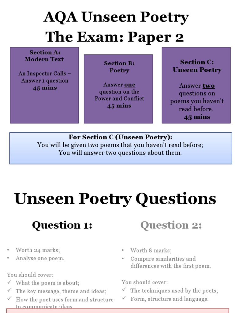 AQA Unseen Poetry Exam Guide | PDF