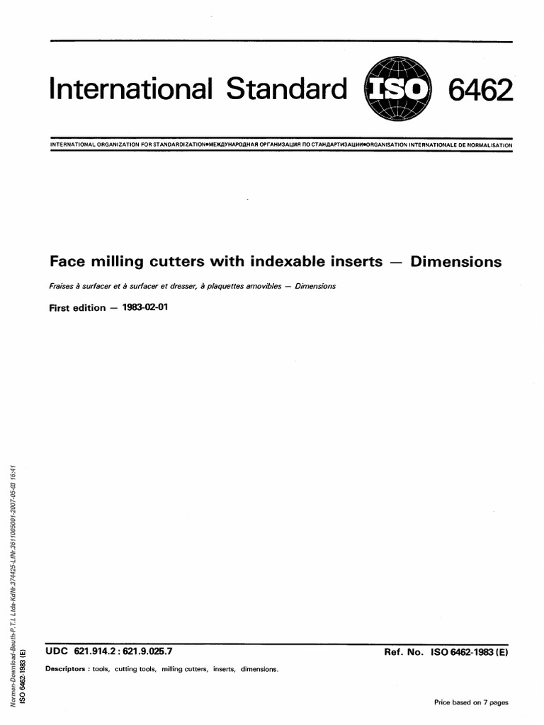 Iso 6462 - Fixação Fresas | PDF