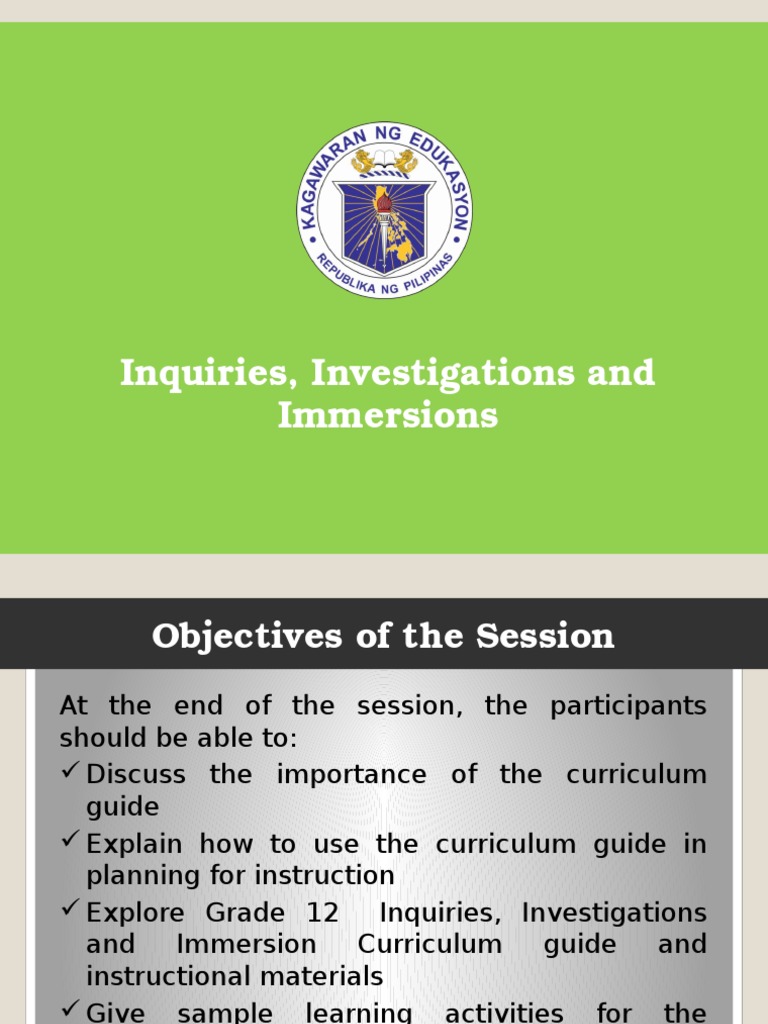 APPLIED INQUIRIES, INVESTIGATIONS AND IMMERSIONS.pptx | Experiment ...