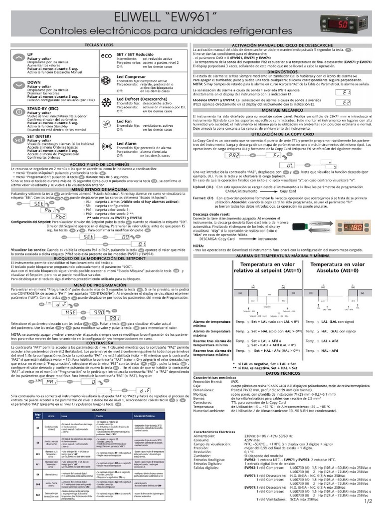 Programación Termostato Eliwell | PDF
