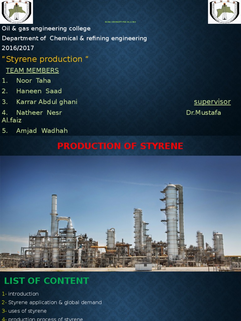 Styrene Production Process Overview | PDF | Catalysis | Benzene