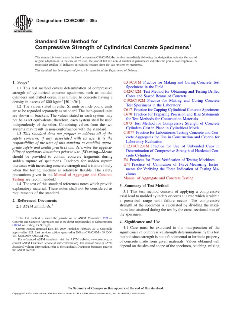 Astm C39 PDF | PDF | Strength Of Materials | Bearing (Mechanical)