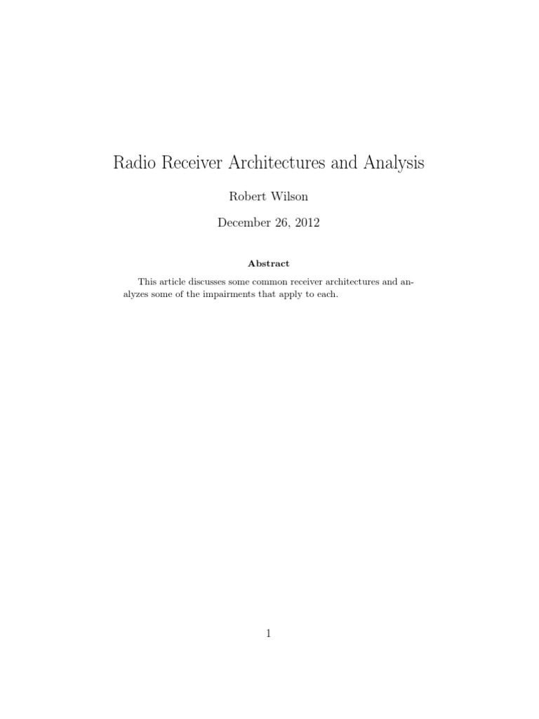 Radio Receiver Architectures and Analysis | PDF | Analog To Digital ...