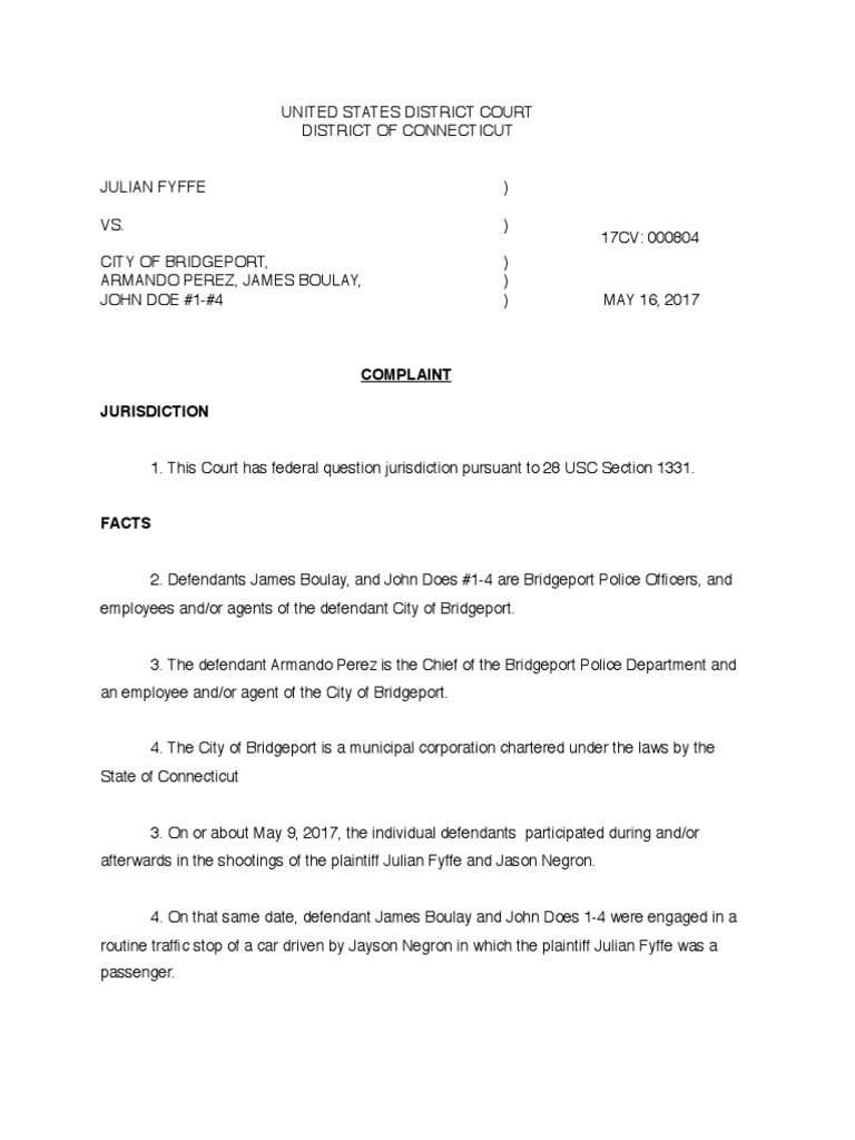 Julian Fyffe Complaint | Download Free PDF | Negligence | Public Law