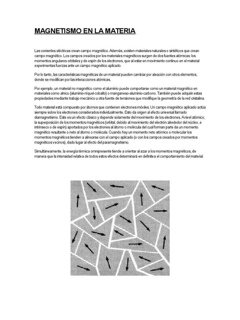 Magnetismo en La Materia | PDF | Campo magnético de la tierra | Magnetismo