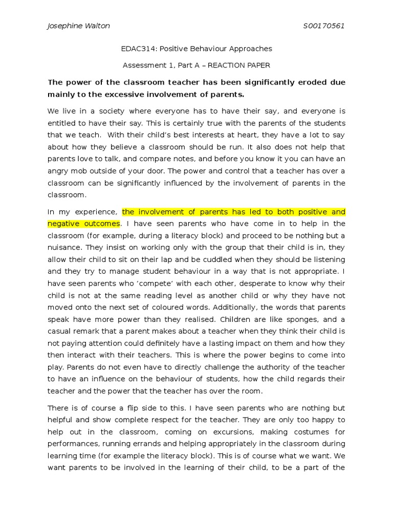 Assessment Task 1 Part A | PDF | Classroom Management | Socioeconomic ...
