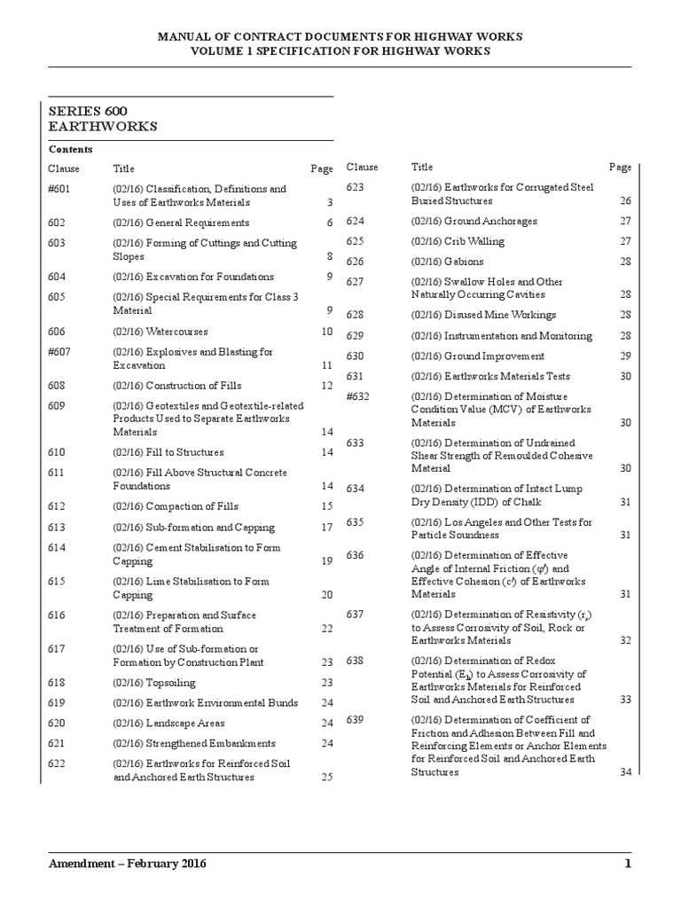 Series 600 Earthworks: Manual of Contract Documents For Highway Works ...