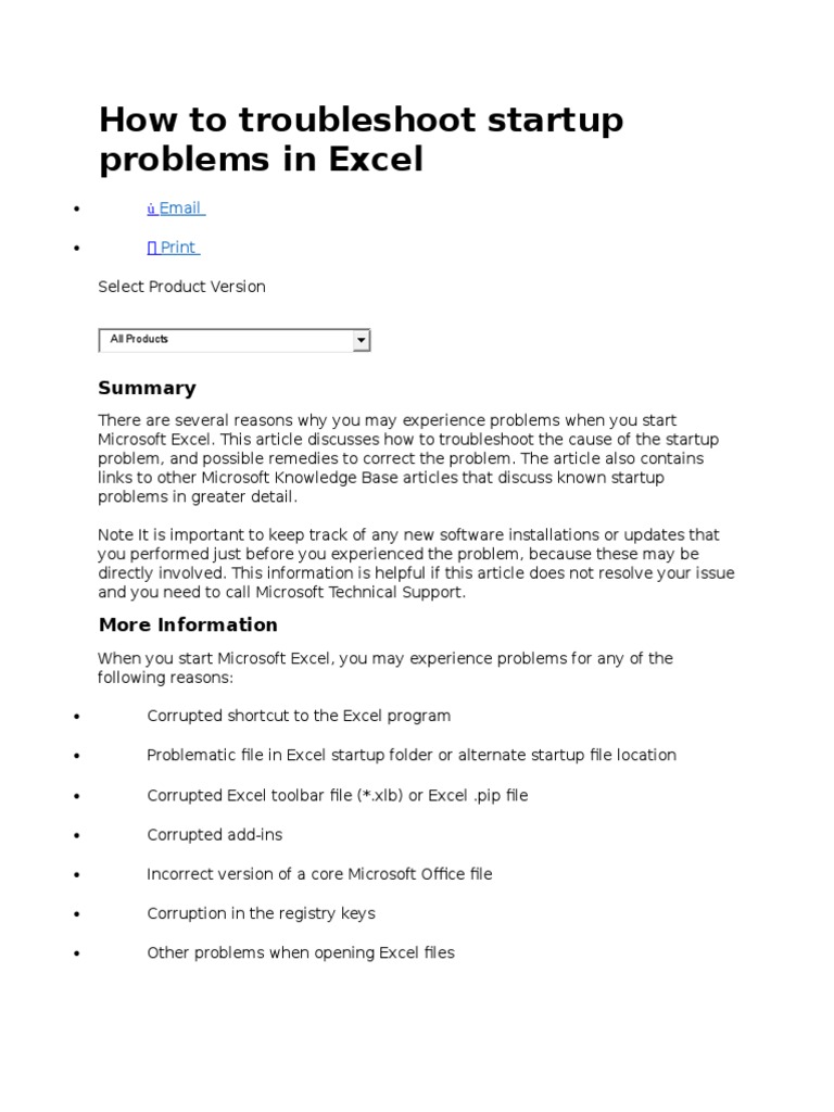 Basic Troubleshooting in Excell - Stratup Problems | PDF | Windows ...