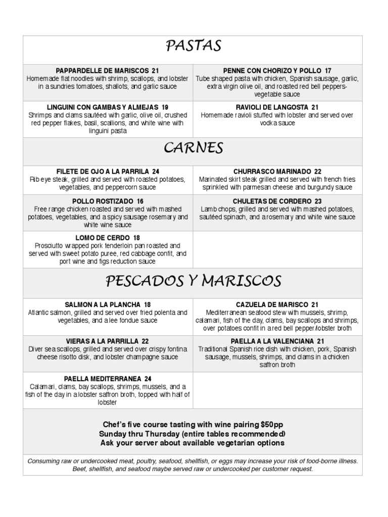 Westbrook Dinner Menu | PDF | Salad | Cuisine