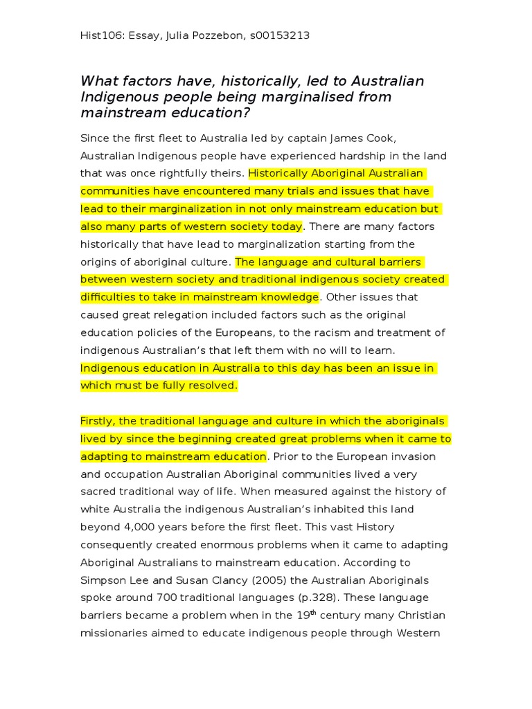 Essay Hist106 | PDF | Indigenous Australians | Indigenous Peoples