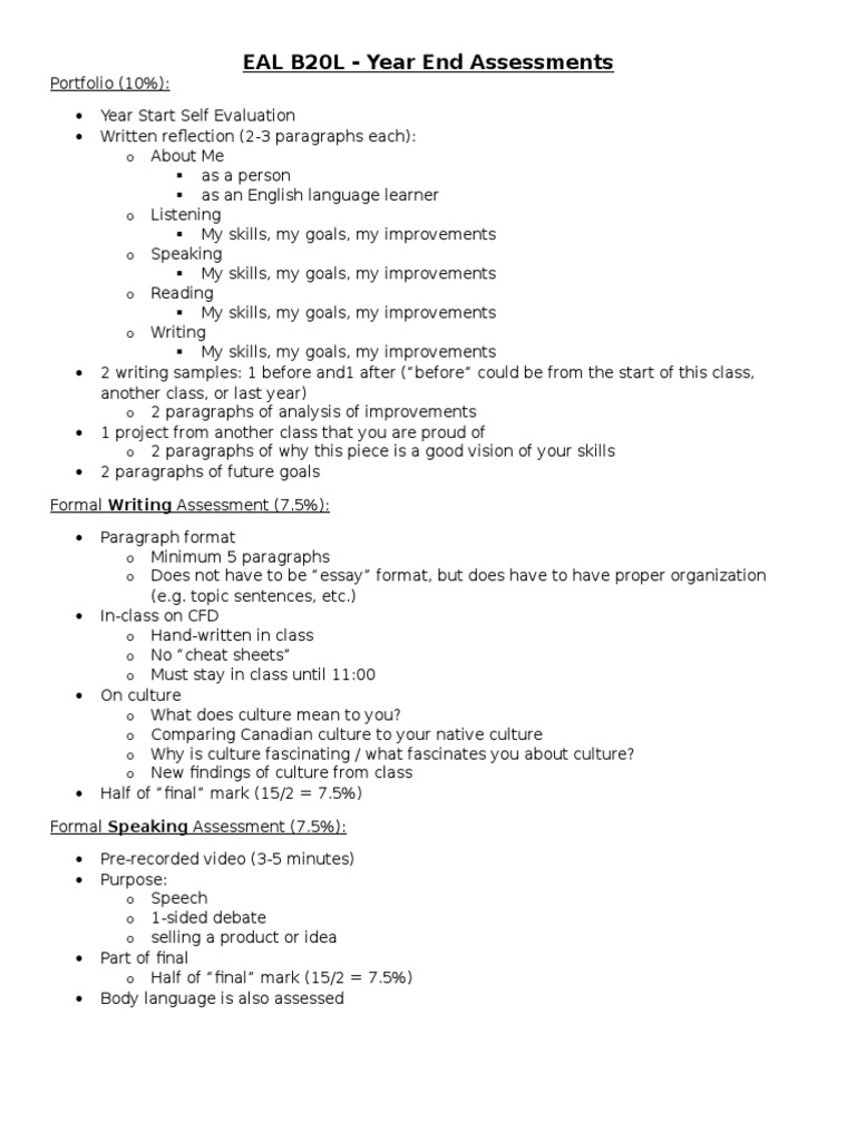 Year End Assessments | PDF
